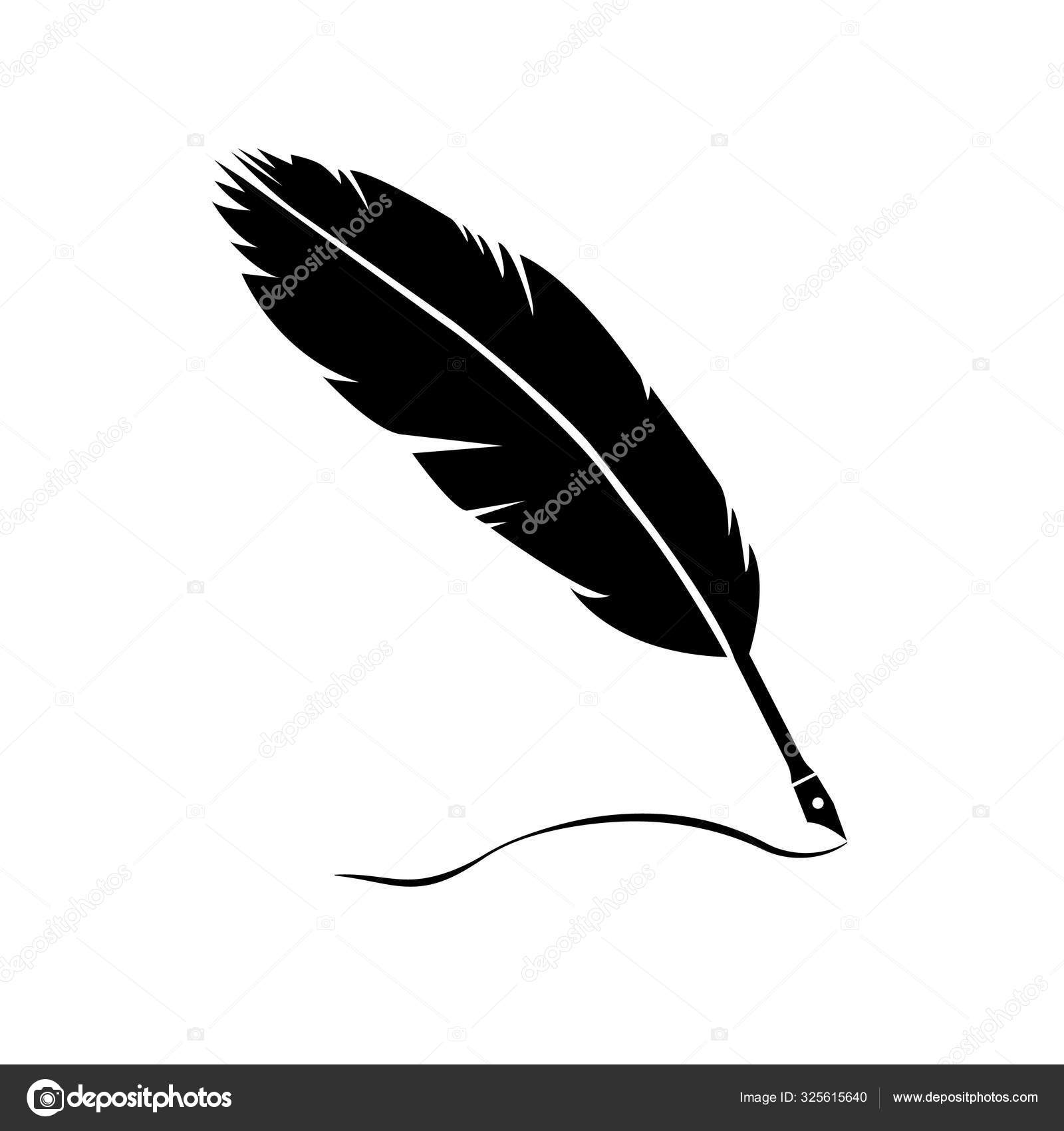 Pluma Pluma Pluma Símbolo Ilustración Vectorial Aislada Sobre Fondo ...