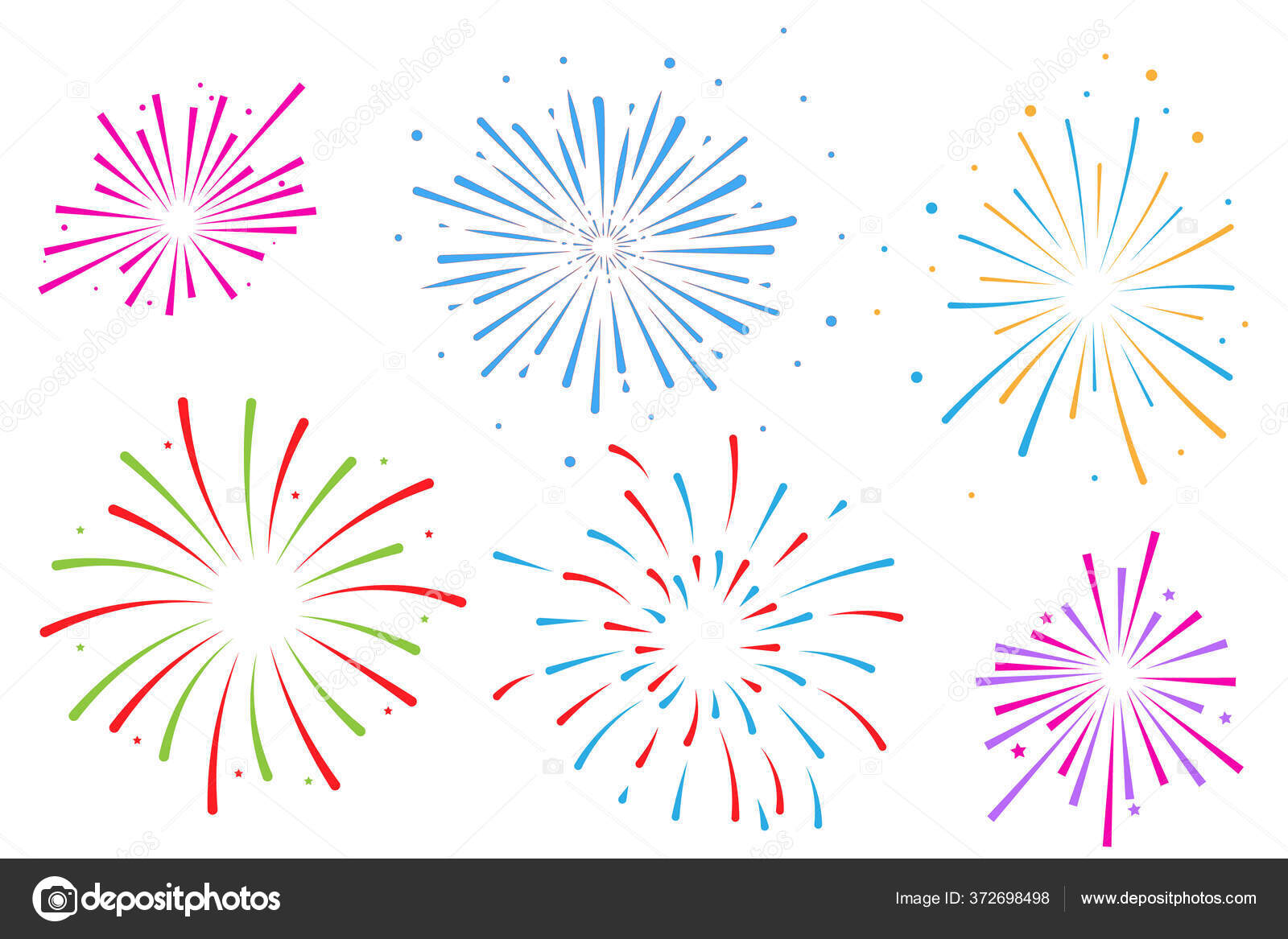 Firework Set Icon Vector Illustration Isolated White Background Stock ...