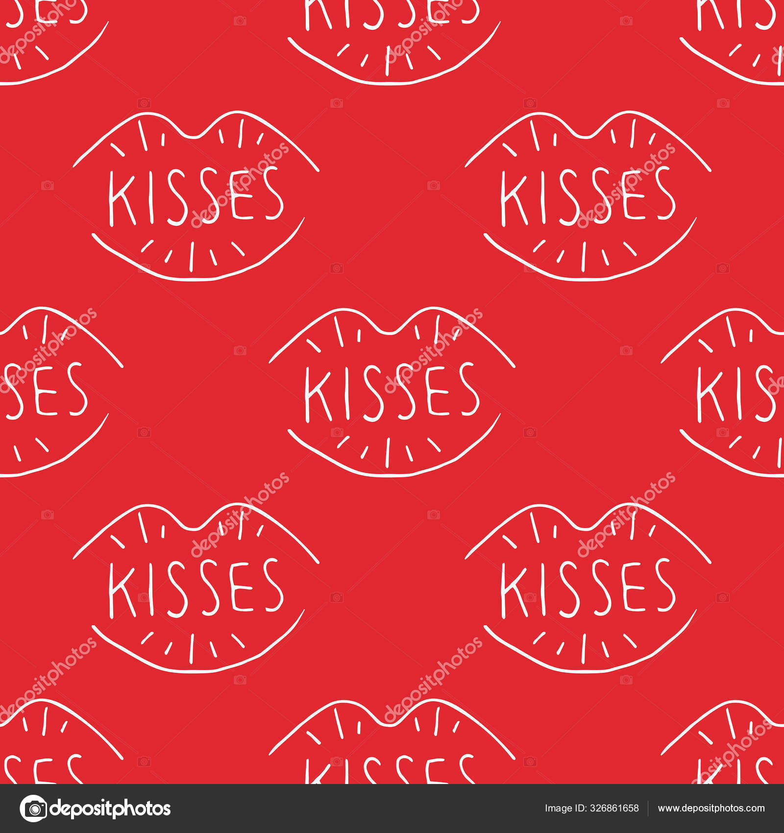 Kisses with lettering vector doodle seamless pattern, background. Stock ...