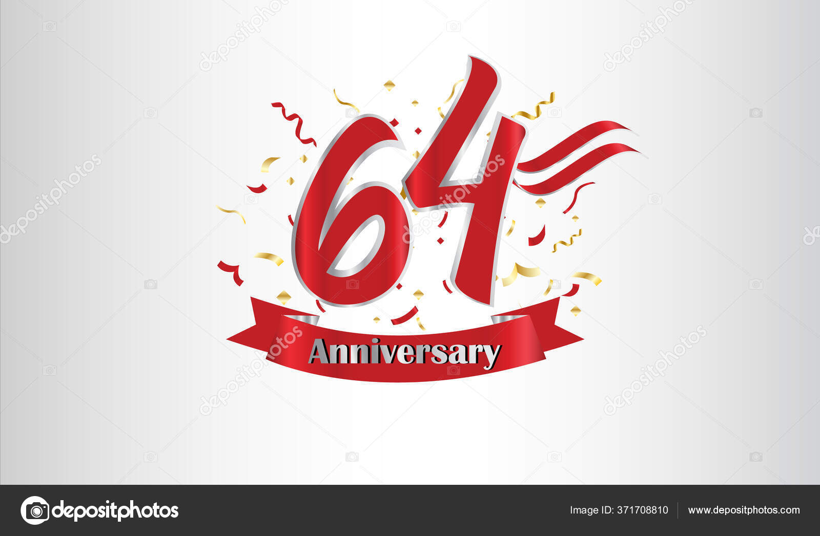 Anniversary Celebration Background 64Th Number Gold Words Golden ...