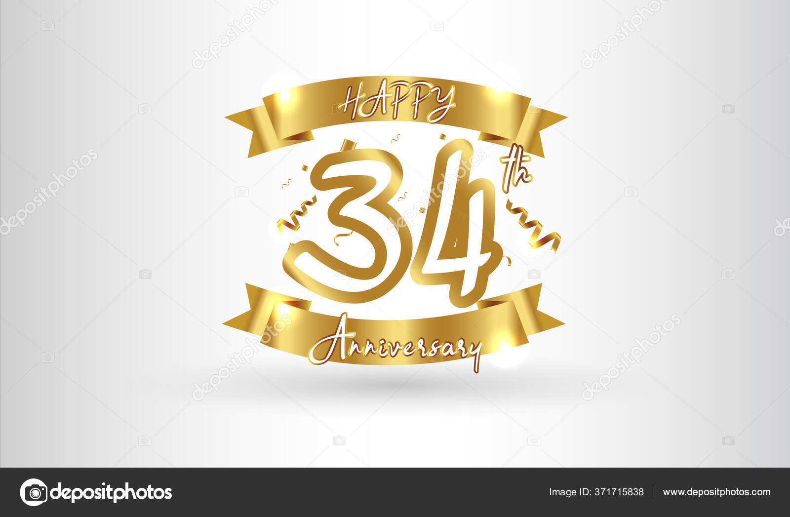 Anniversary Celebration Background 34Th Number Gold Words Golden ...