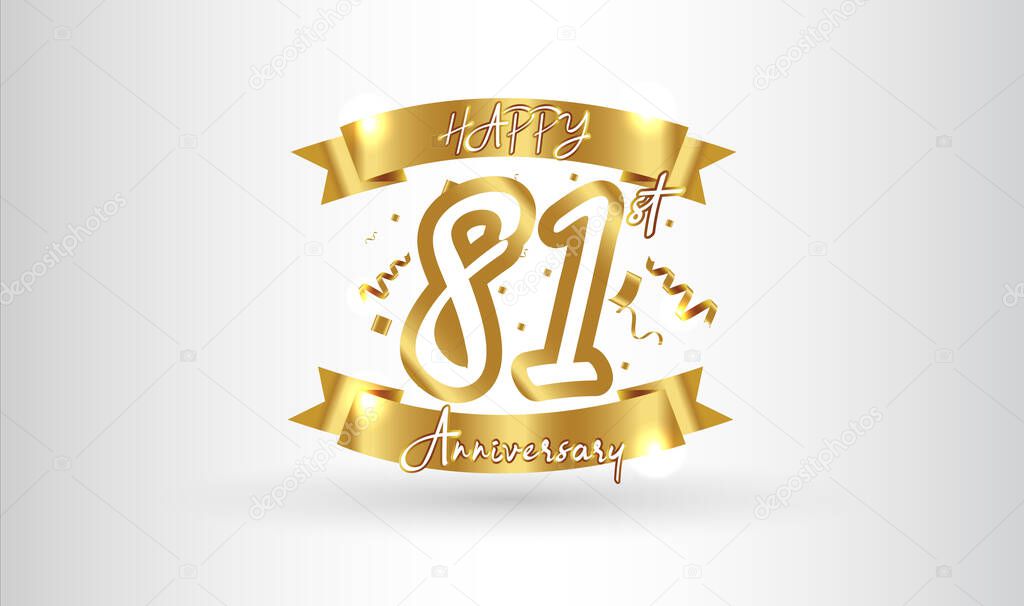 Fondo de celebración del aniversario. con el número 81 en oro y con las ...