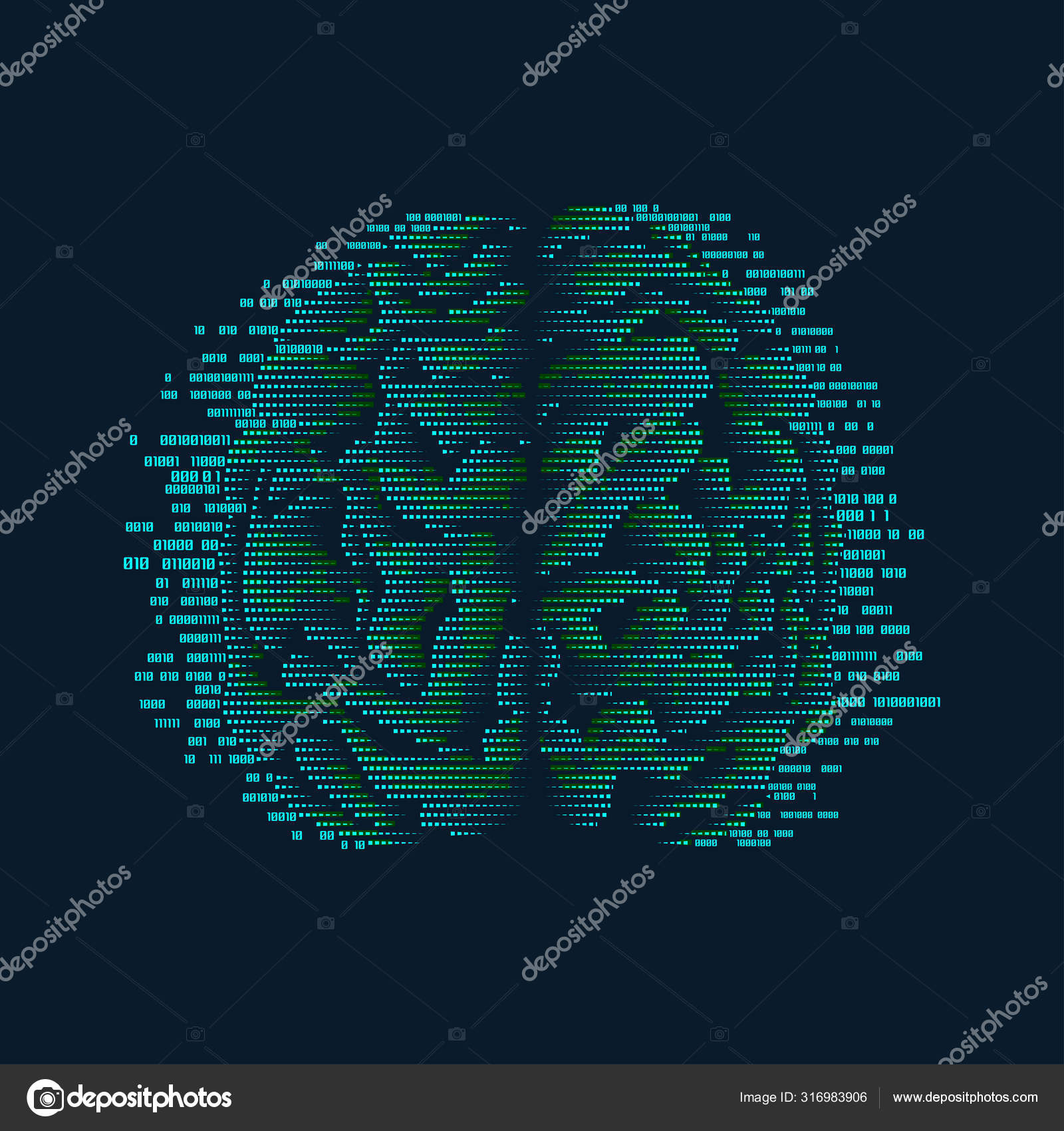 Binary Brain Sci Theme Concept Technology Advancement — Stock Vector ...