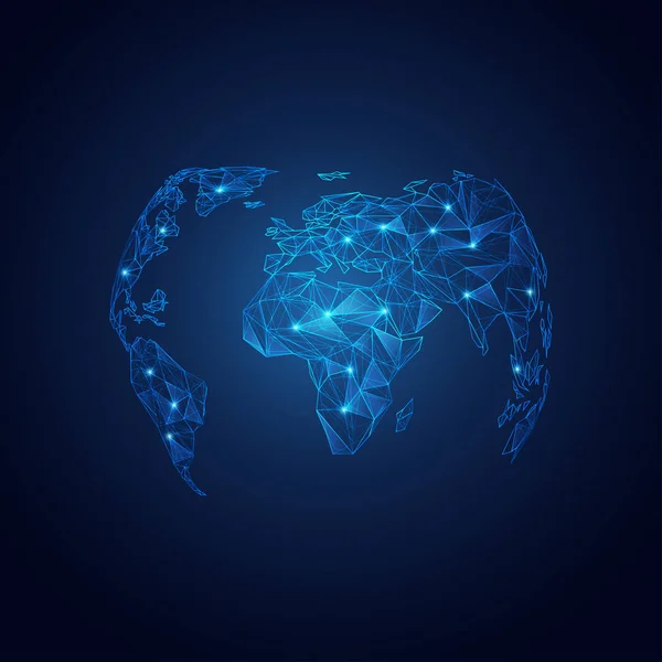 World Map Wireframe Style Light Blue Background Stock Vector Image by ...