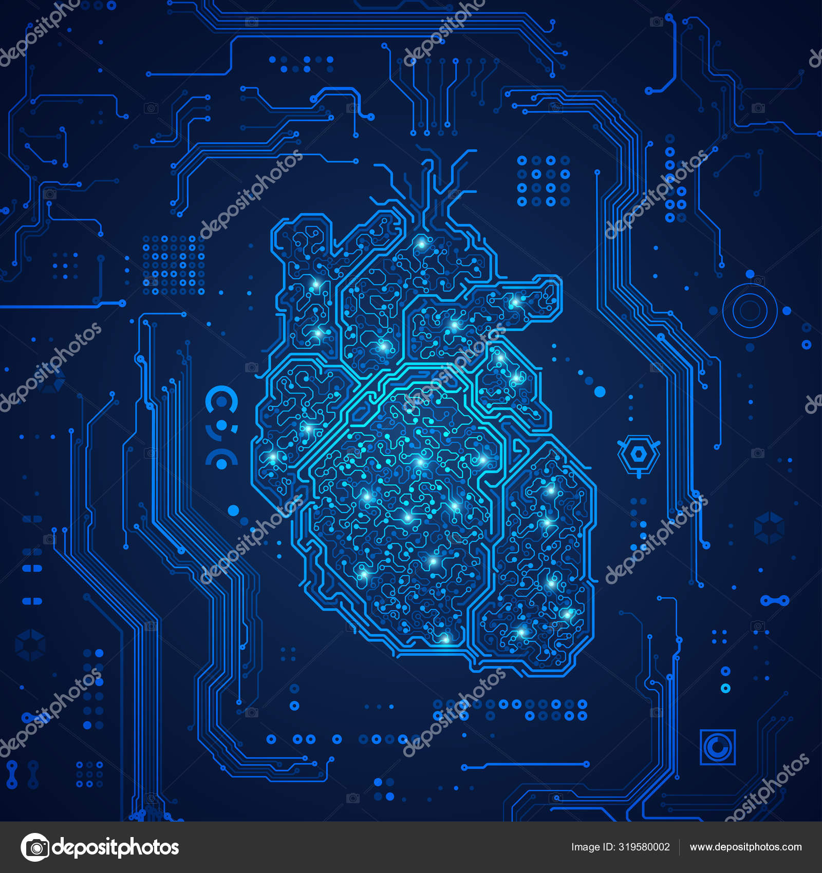 Concept Technology Graphic Shape Heart Combined Circuit Board Digital ...
