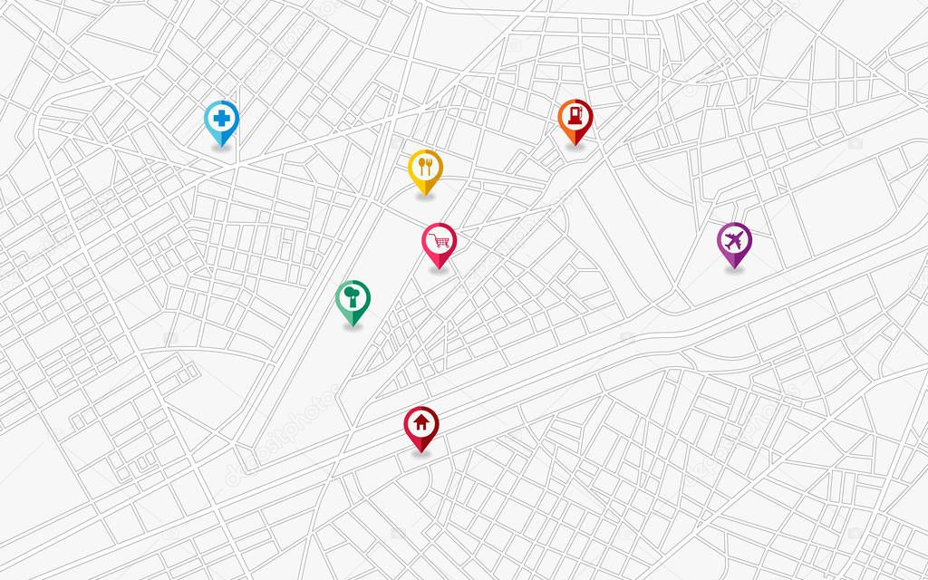 Mapa GPS con ruta editable para decoración o infografía 2023
