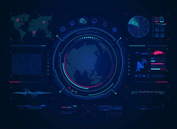 Futuristic radar. Military navigate sonar.Futuristic concept HUD, GUI ...