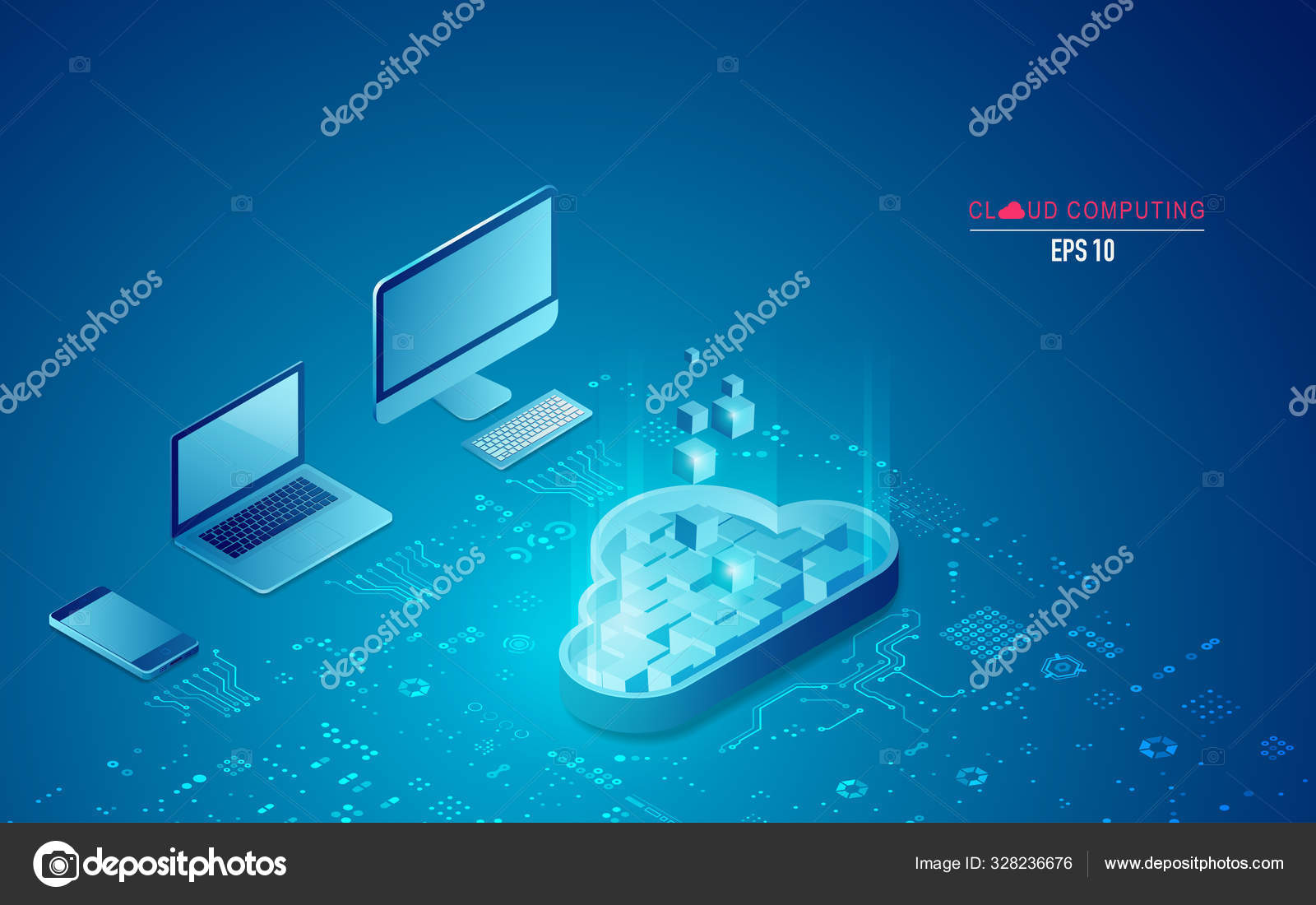 Concept Cloud Computing Technology Cloud Symbol Digital Devices Isometric Stock Vector Image by ...
