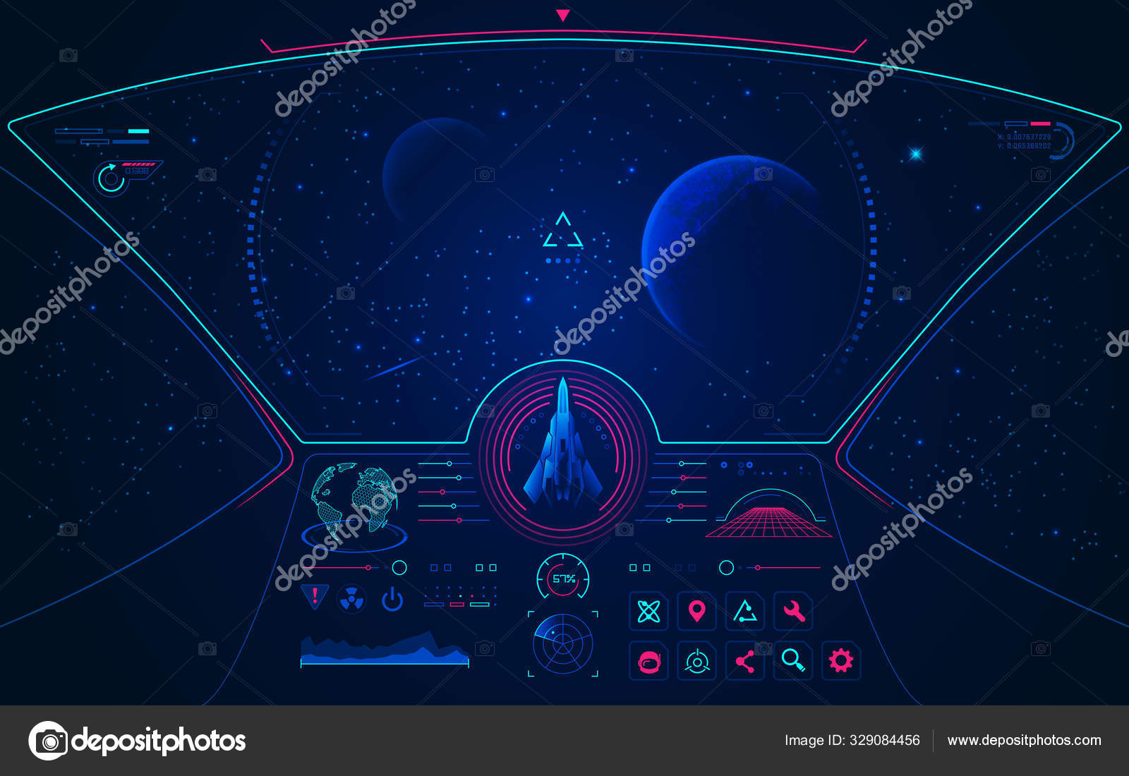 Graphic Spaceship User Interface Galaxy View Stock Vector Image by ...