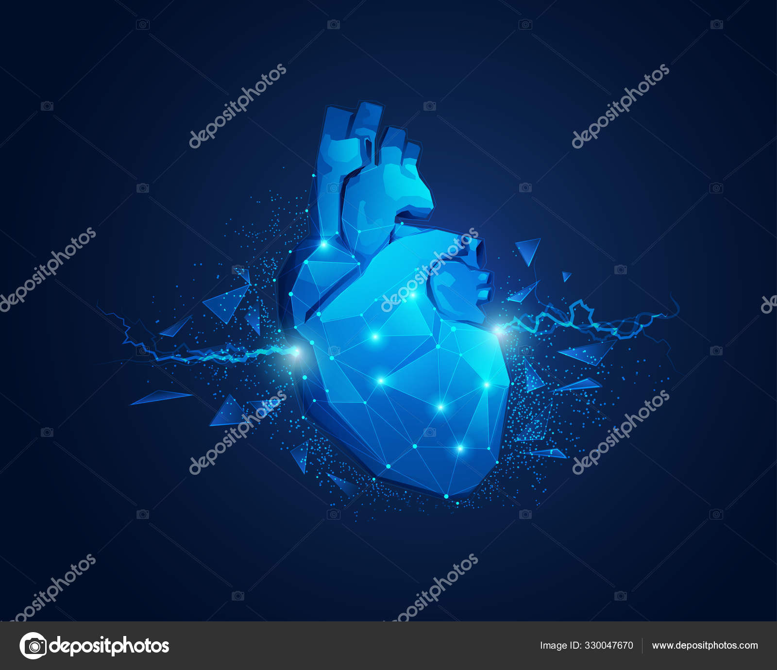 Concept Cardiology Vector Low Poly Heart Spark Element Stock Vector ...