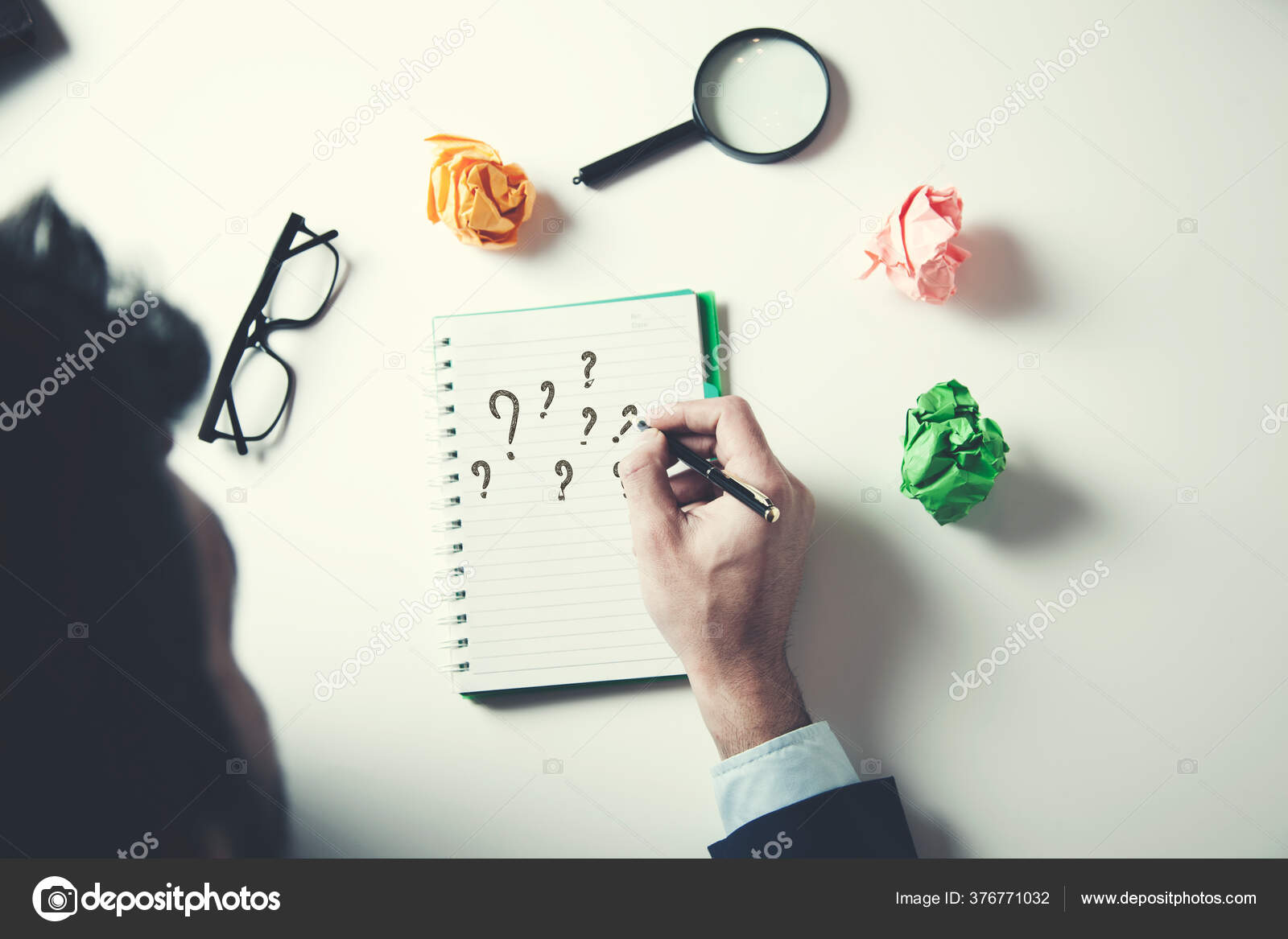 Man Written Question Mark Sign Notepad — Stock Photo © Tiko0305 #376771032