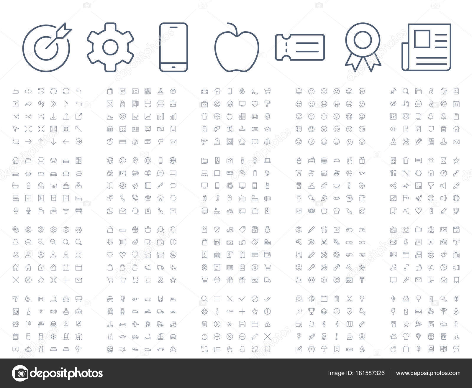 600 Vector Thin Line Mini Icons Set Thin Line Simple Stock Vector Image ...