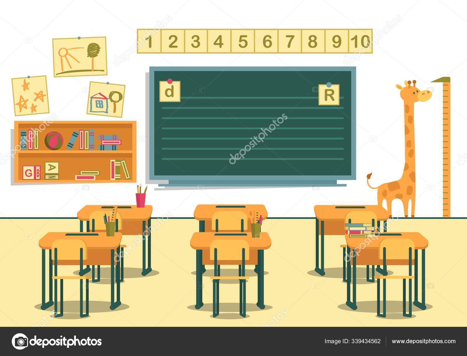 Classroom Clipart Numbers Cartoon