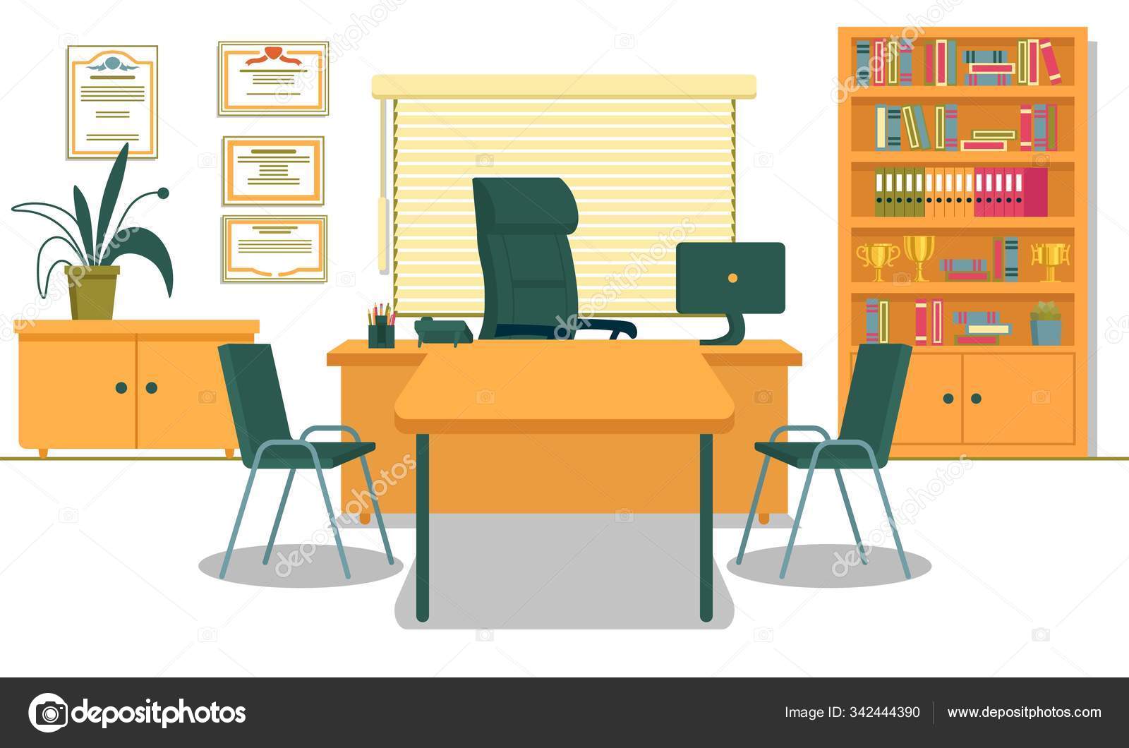 School Principals Office with Necessary Furnishing Stock Vector Image ...