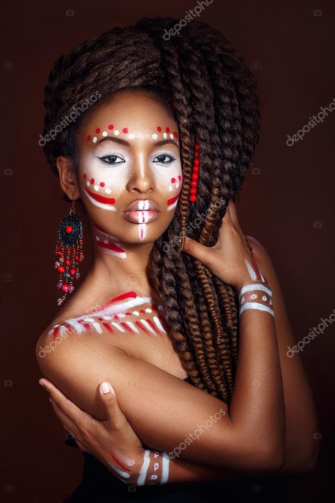 African Style Woman Attractive Young Woman In Ethnic Jewelry With