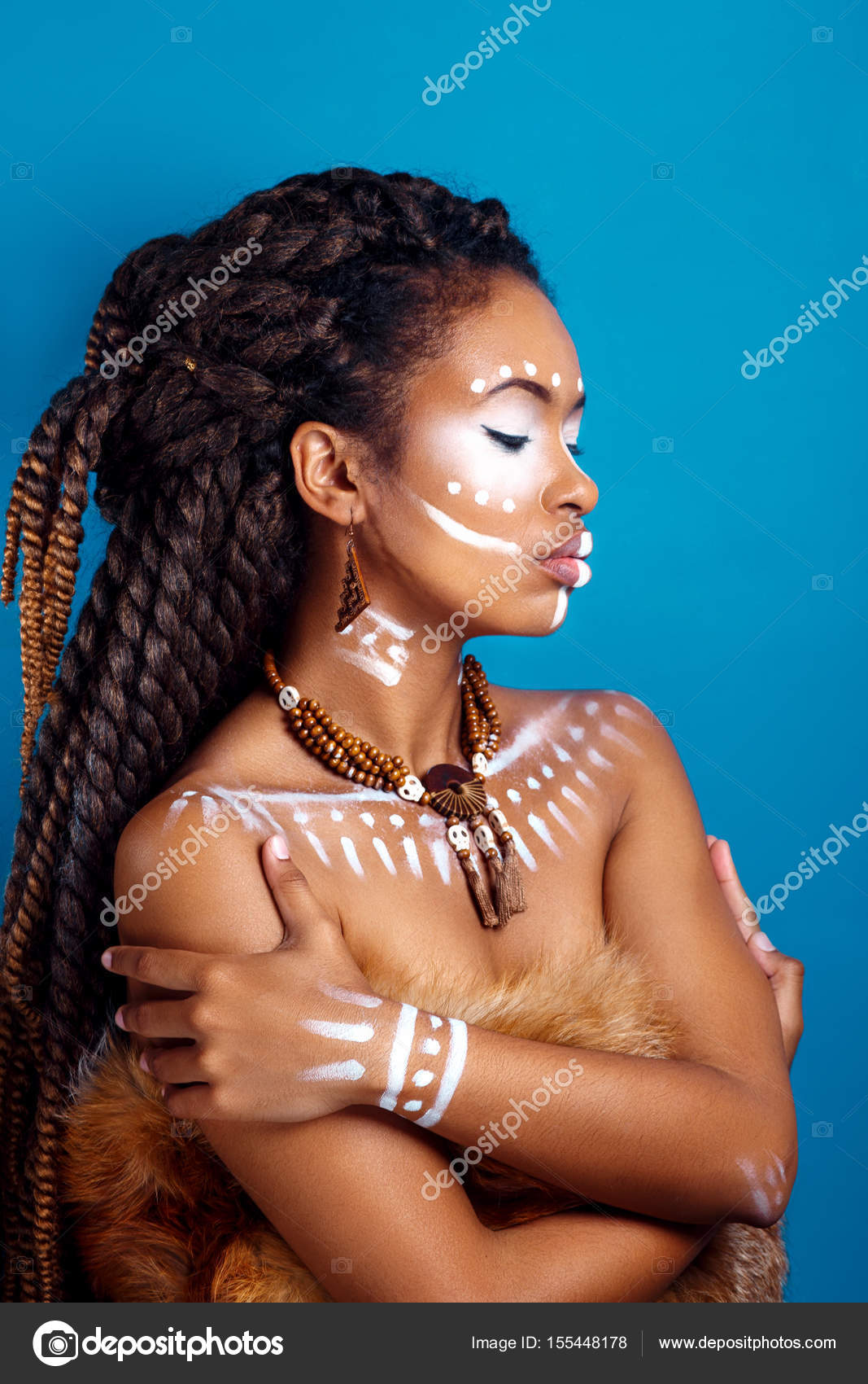 African Style Woman Attractive Young Woman In Ethnic Jewelry Close