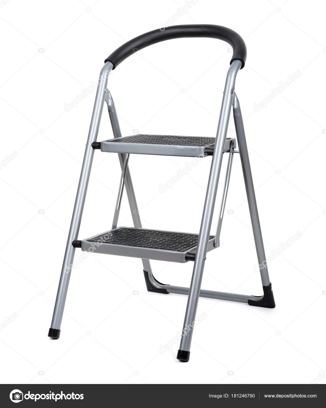 Two Steps Metal Ladder Isolated White Background Stock Photo by ...