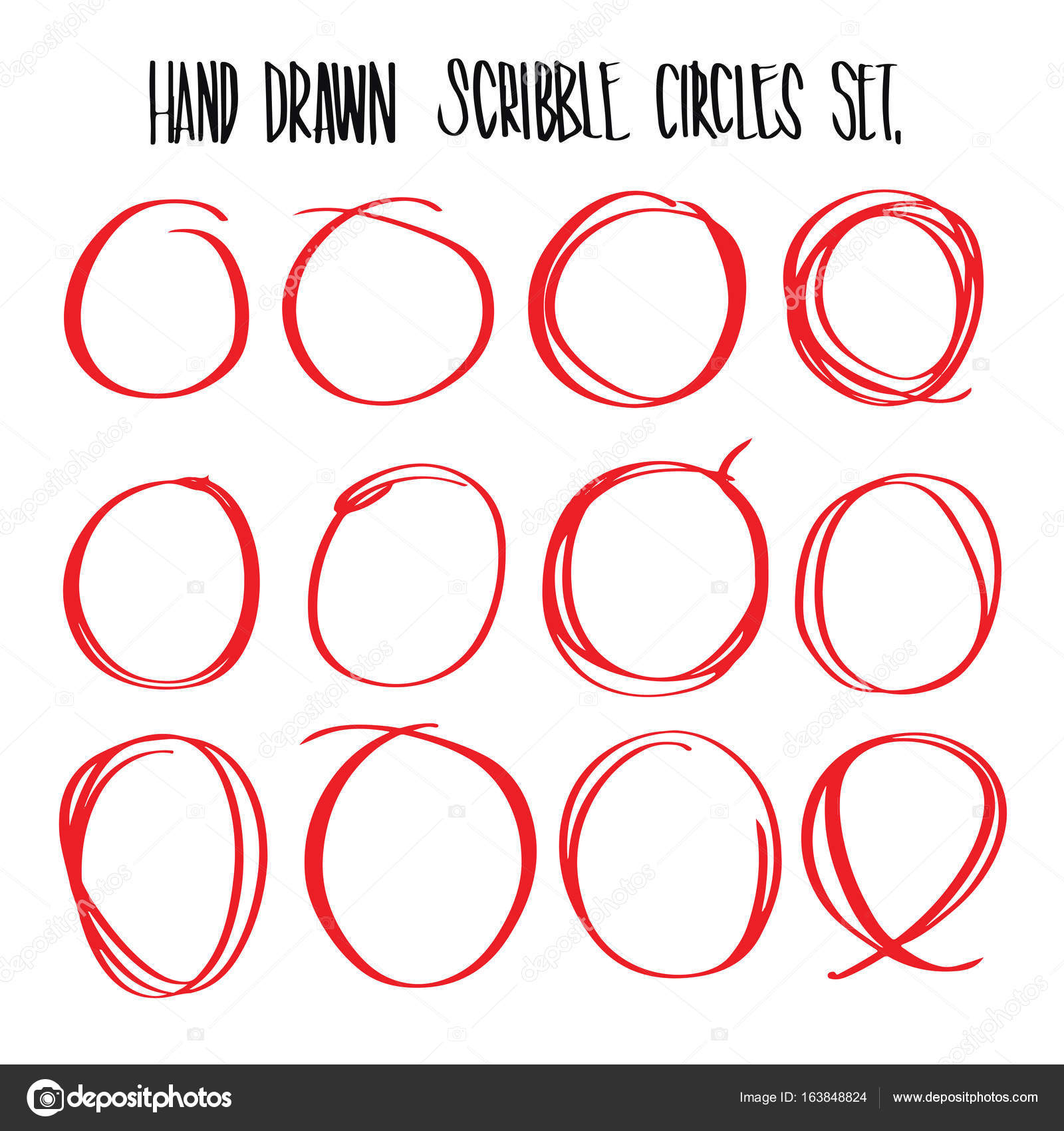 Hand drawn red scribble circles, illustration vector for infogra ... Hand drawn red scribble circles, illustration vector for infogra ...
