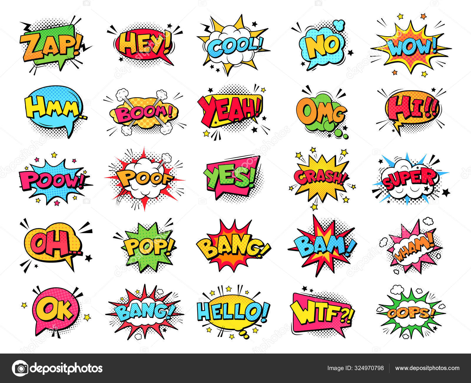 Comic Book Action Word Bubbles