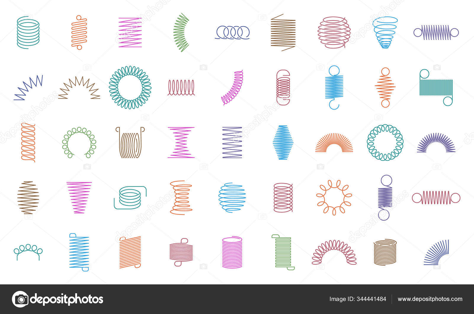 Metal curved spring. Wire springs, mechanical curved steel flexible ...