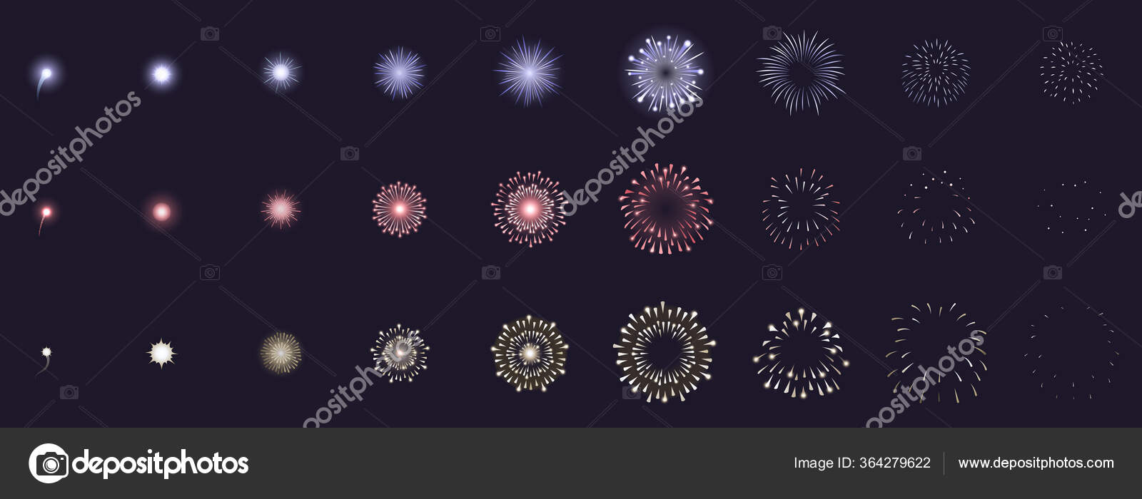 Fireworks animation. Animated firework explosion frames, party ...