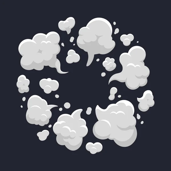 Cartoon dust cloud. Comic dust cloud explosion, steam, smoke cloud ...
