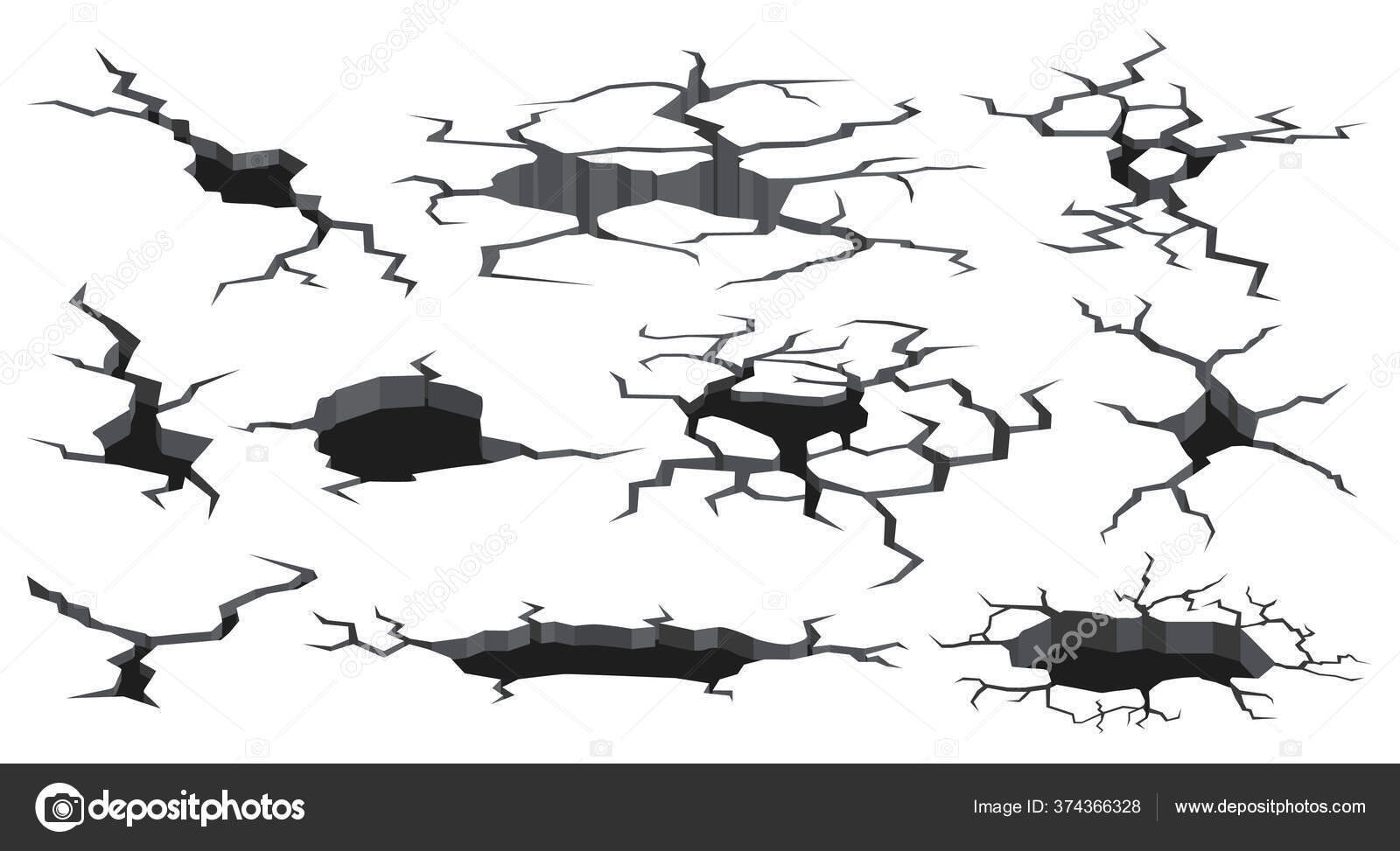 Soil cracks texture. Earthquake cracked surface hole, damaged ...