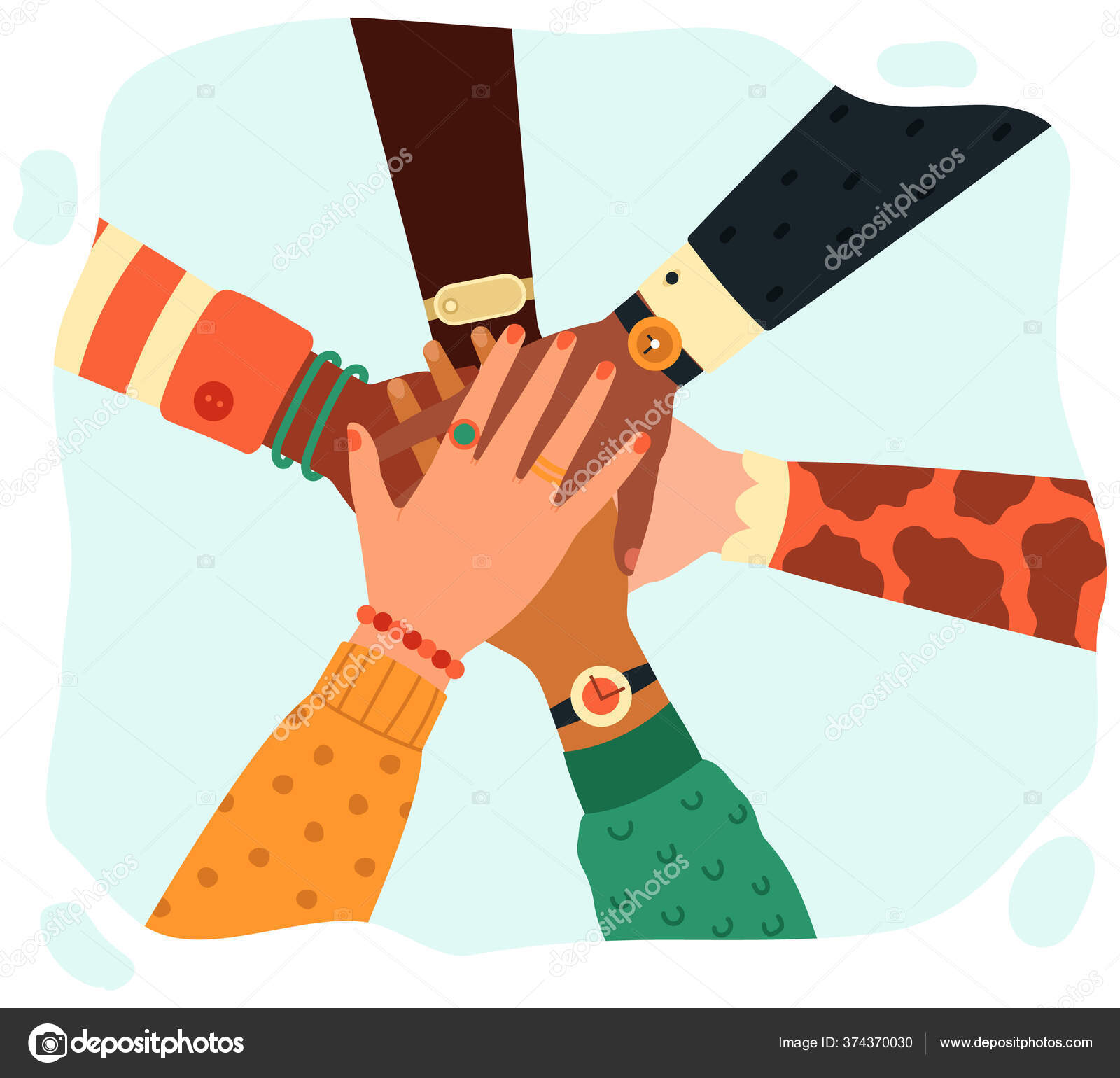 Cartoon Teamwork Hands