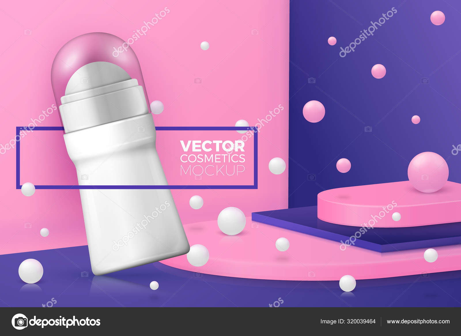 Vector scene with border, podium, deodorant bottle Stock Vector Image ...