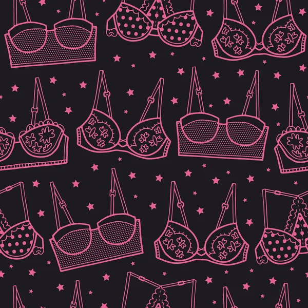 Vector Lingerie Pattern Pink Black Simple Outline Bra Panties Set Stock Vector Image by ...