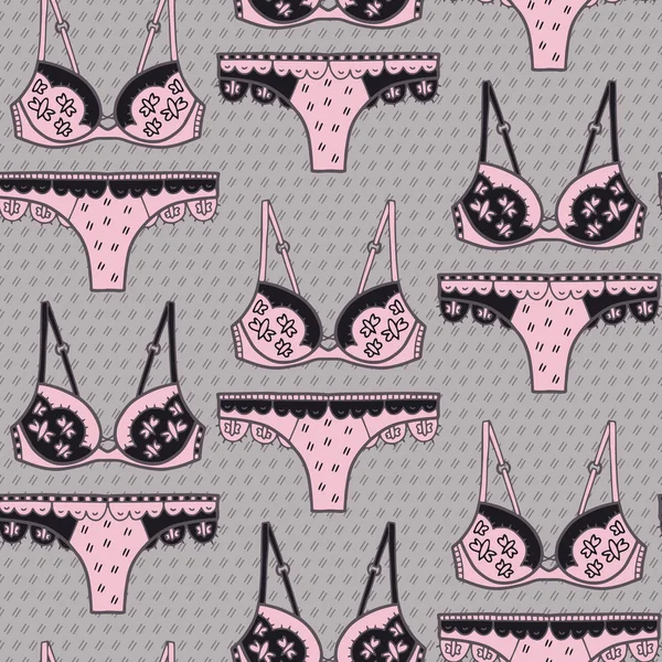 Vector Lingerie Pattern Pink Black Simple Outline Bra Panties Set Stock Vector Image by ...