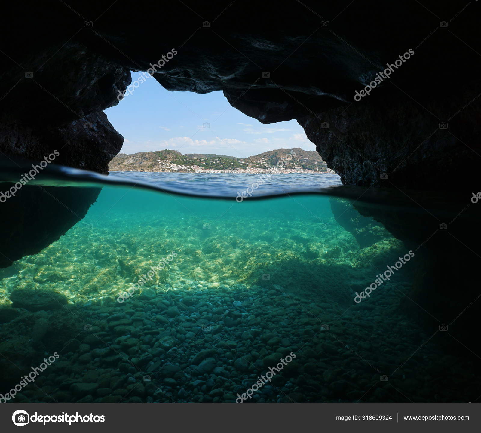 Over under sea cavern seashore Mediterranean sea Stock Photo by ©wildam ...