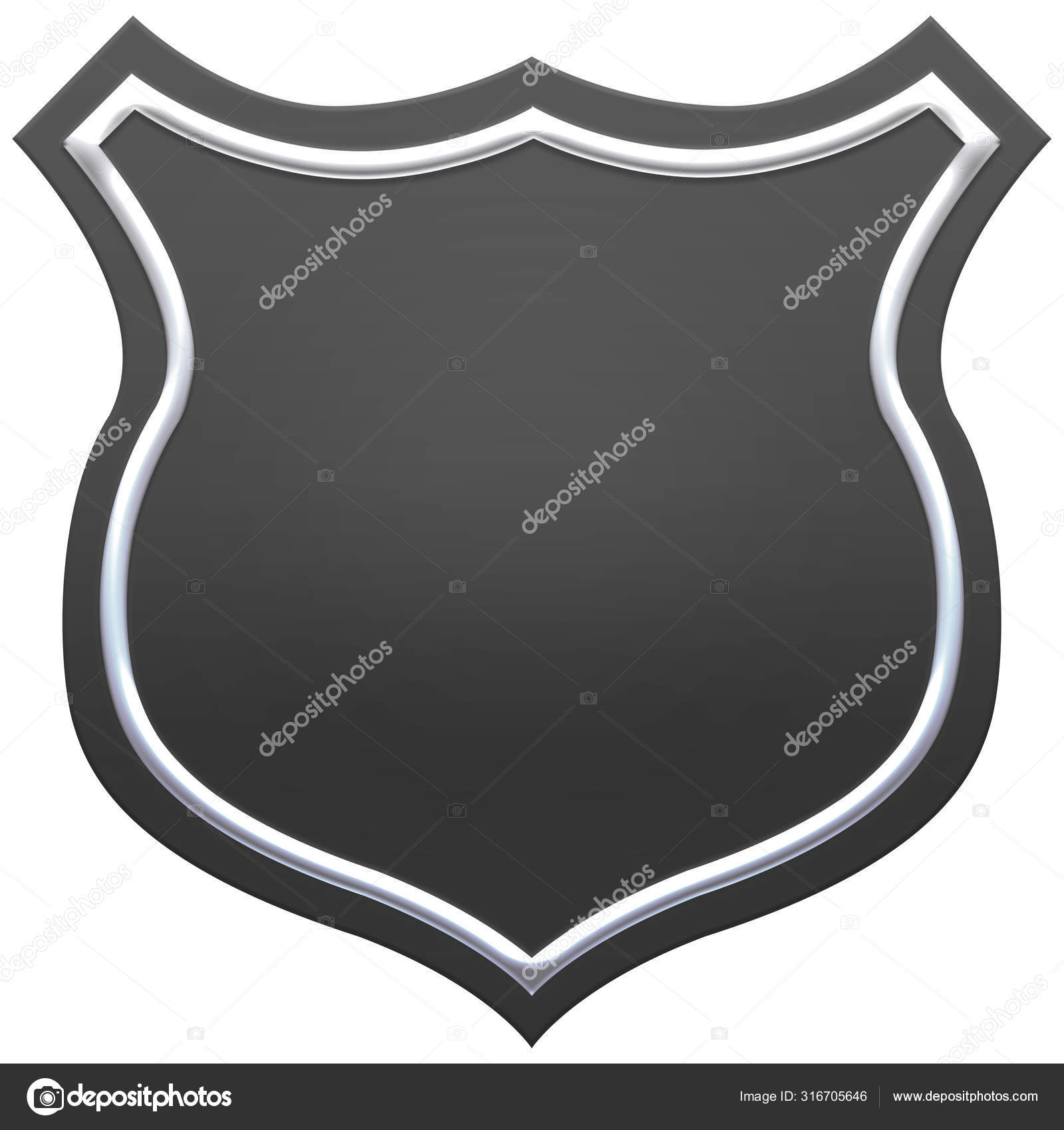 Blank black shield with ribbon. Grey shield. Premium quality banner ...
