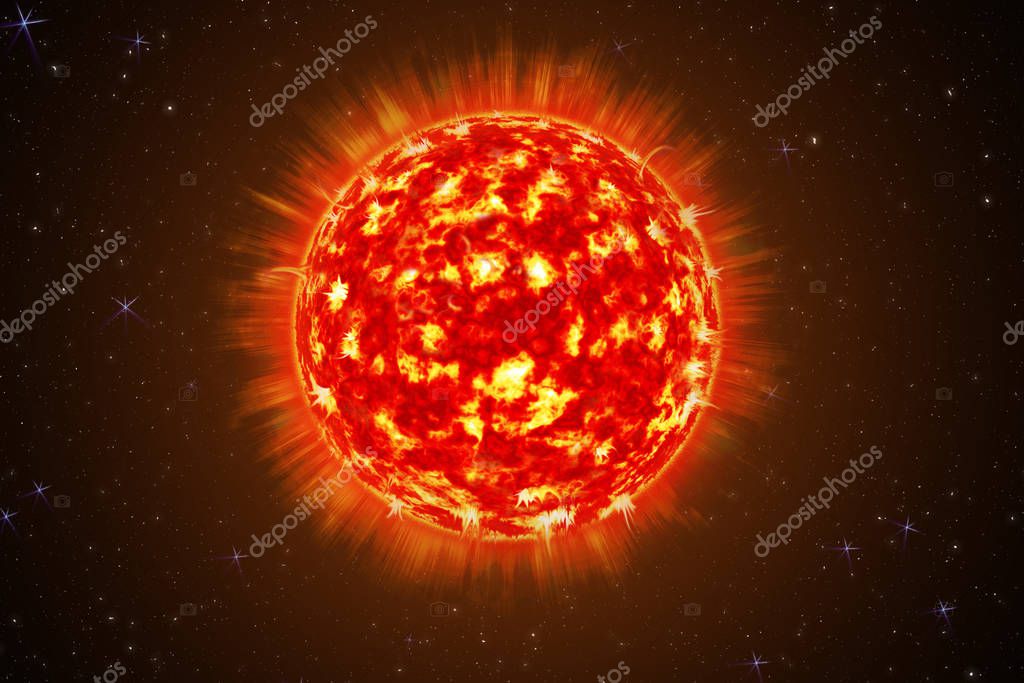 Una imagen de un sol detallado en el espacio. Estrella, tormenta solar ...
