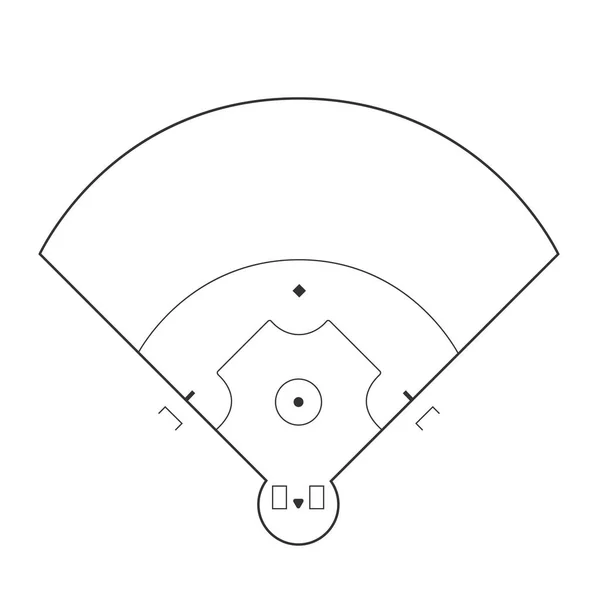 Baseball field overview line drawing vector in black and white ⬇ Vector ...