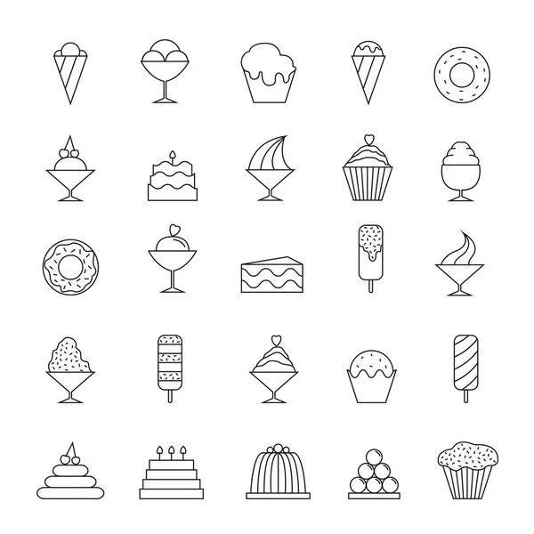 Candy shop editable line icons vector set on black background. Candy shop white outline ...