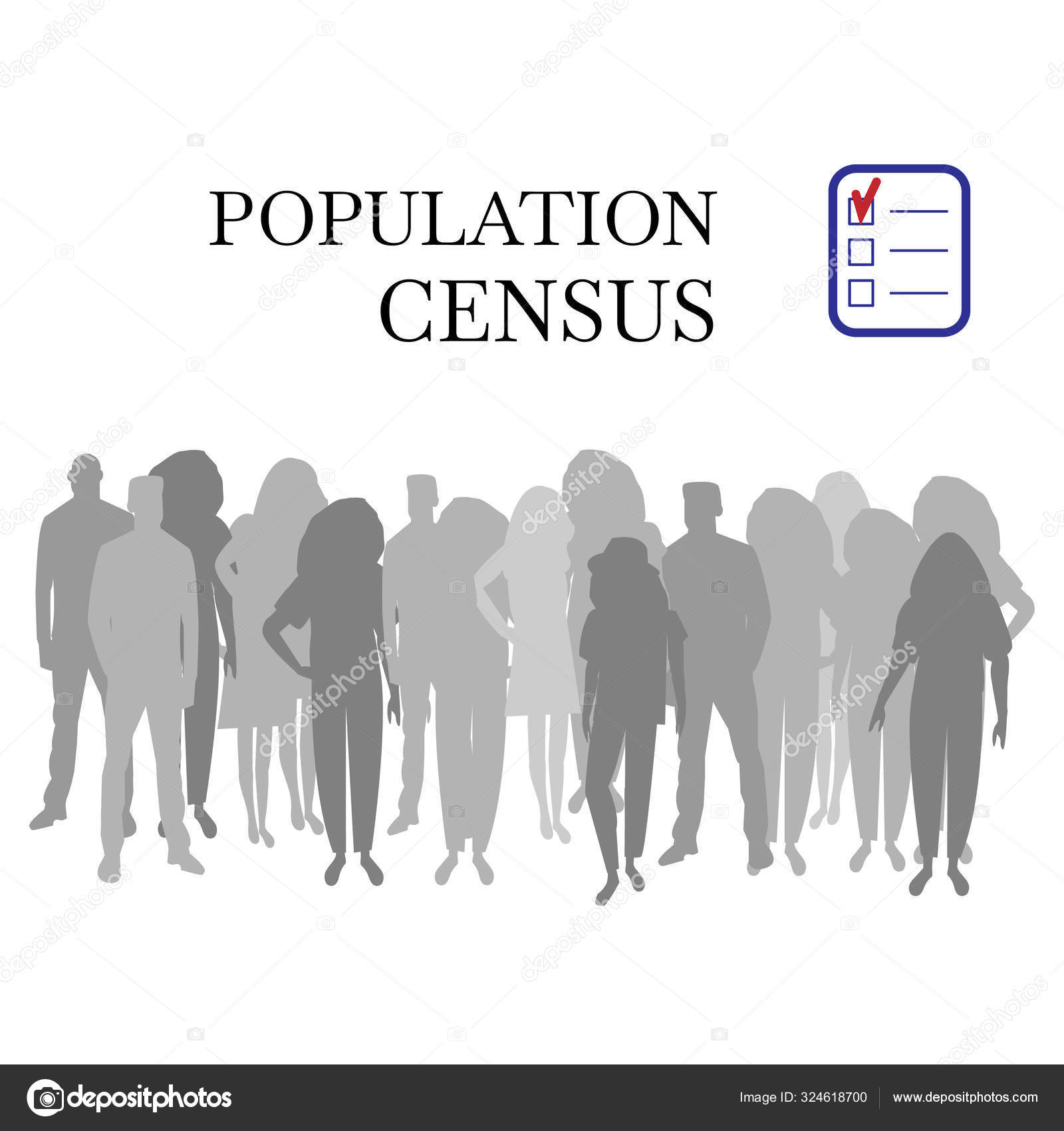Electronic population census a diverse silhouettes group of people ...