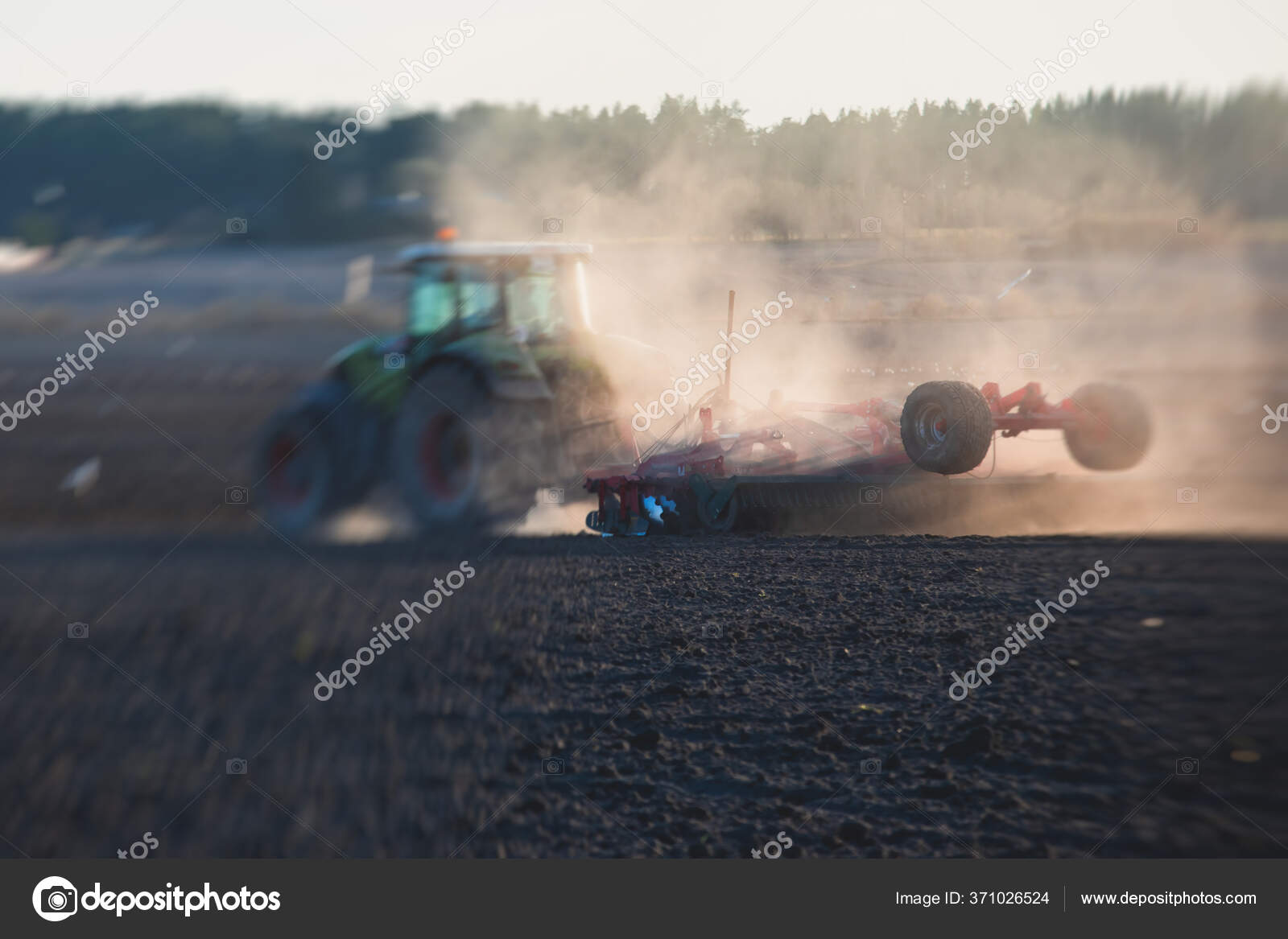 Tractor Disc Harrow System Harrows Cultivated Farm Field Process ...