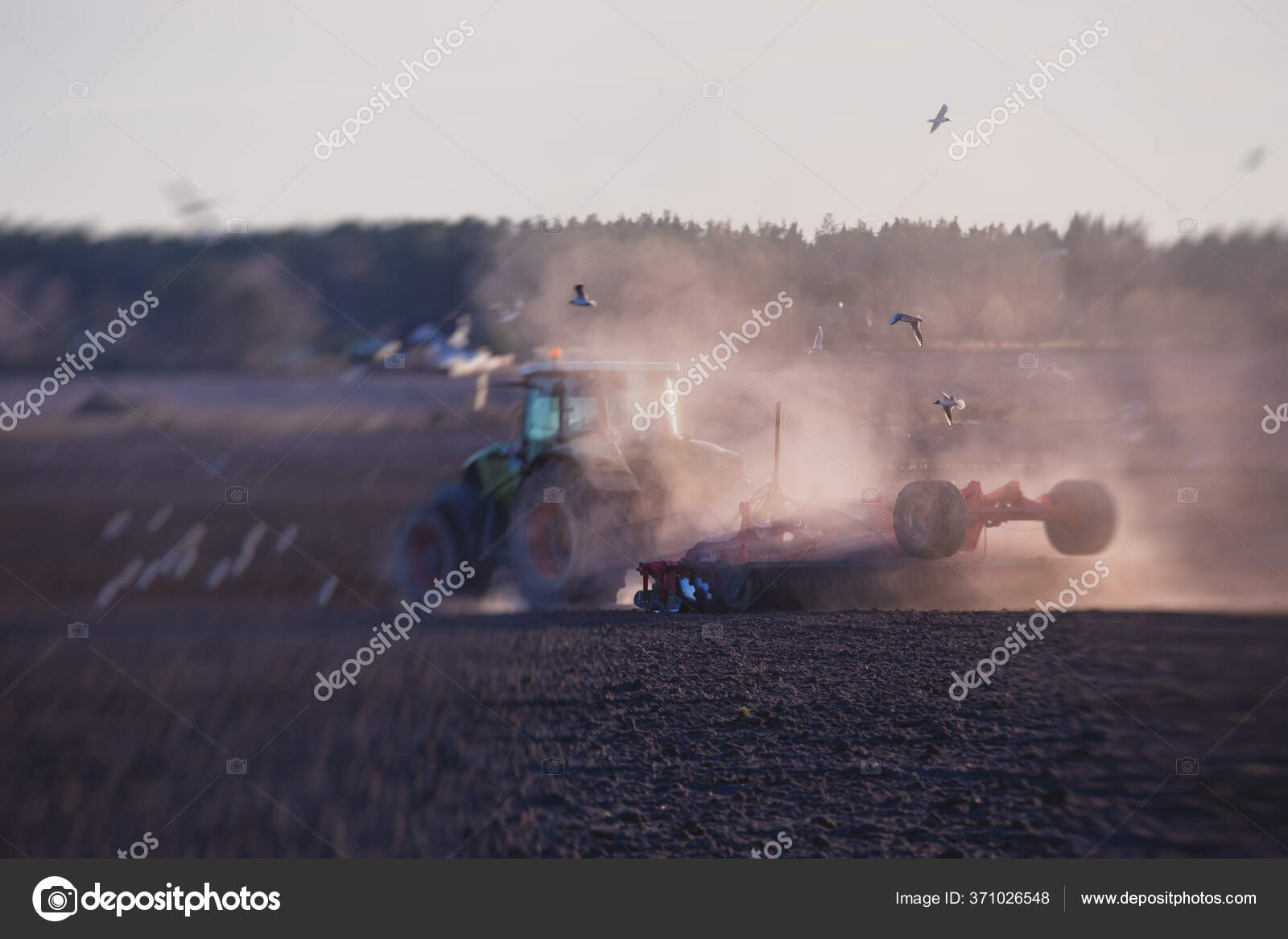 Tractor Disc Harrow System Harrows Cultivated Farm Field Process ...