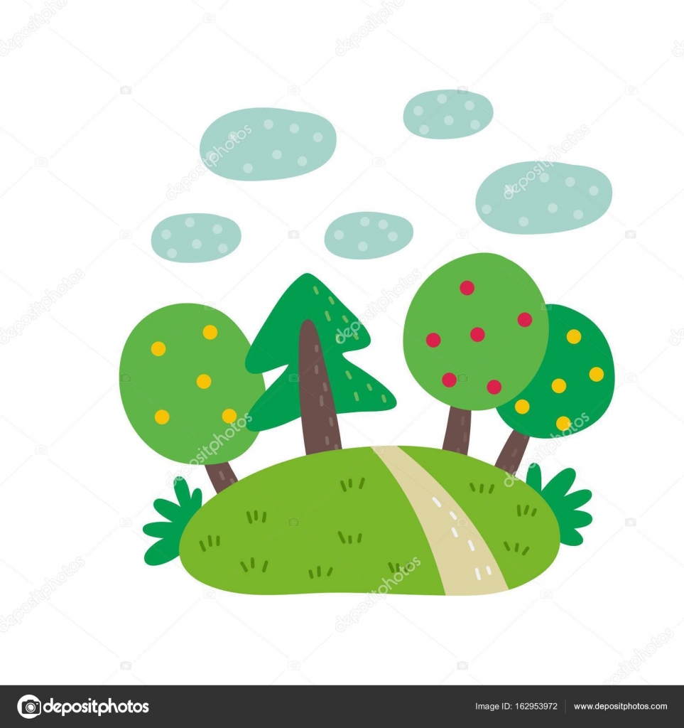 Cartoon path to trees — Stock Vector © Webmuza #162953972