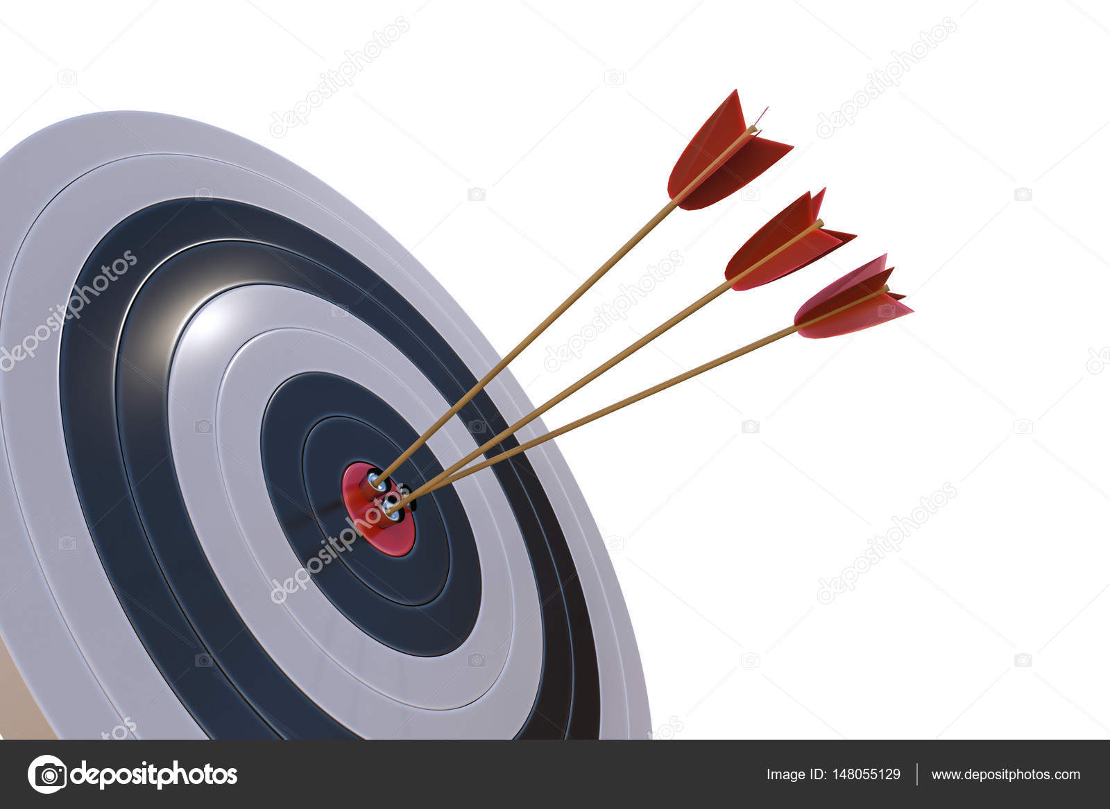 3D rendered illustration of target with arrows. Isolated on white ...
