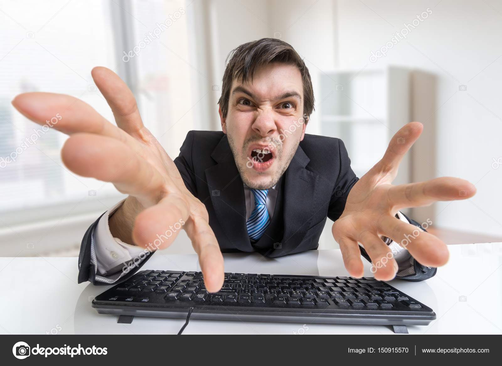 Angry Guy On Computer