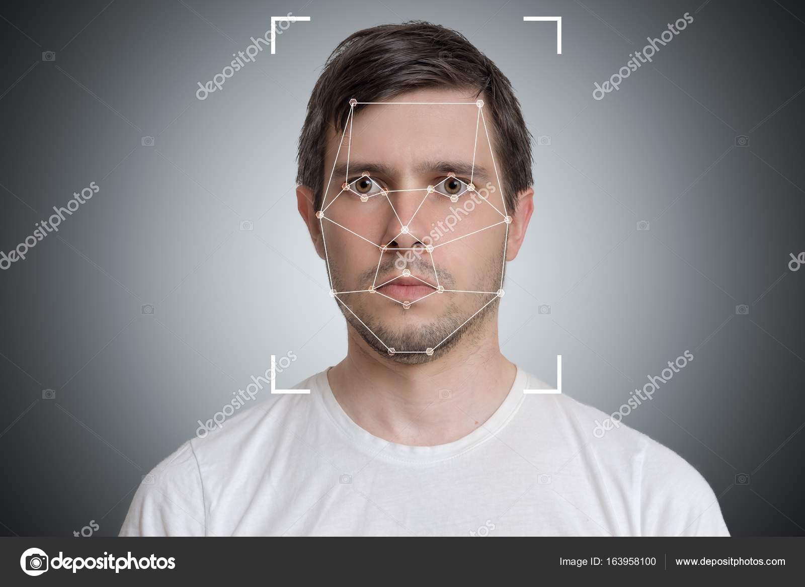 Face detection and recognition of man. Computer vision and artif ⬇ ...