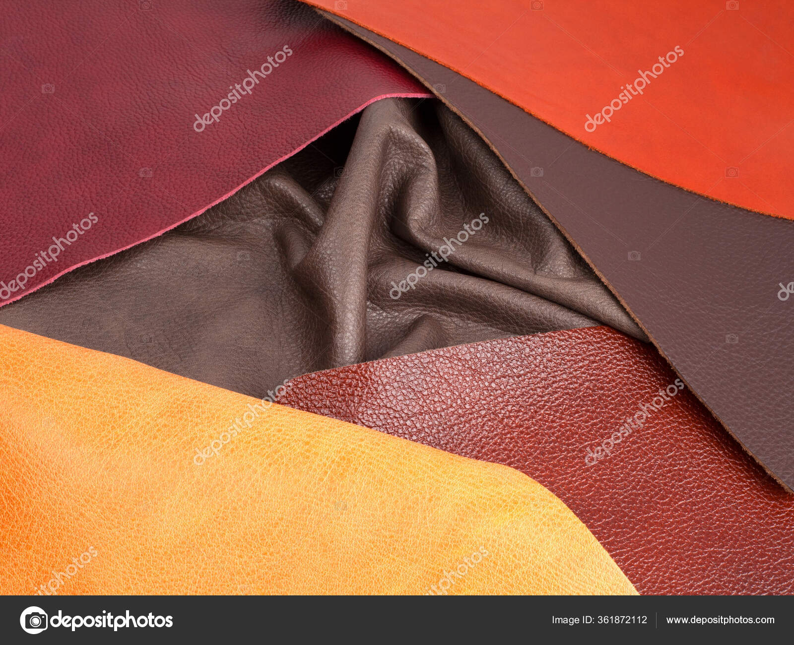 Different Colors Natural Leather Textures Samples Stock Photo by ...
