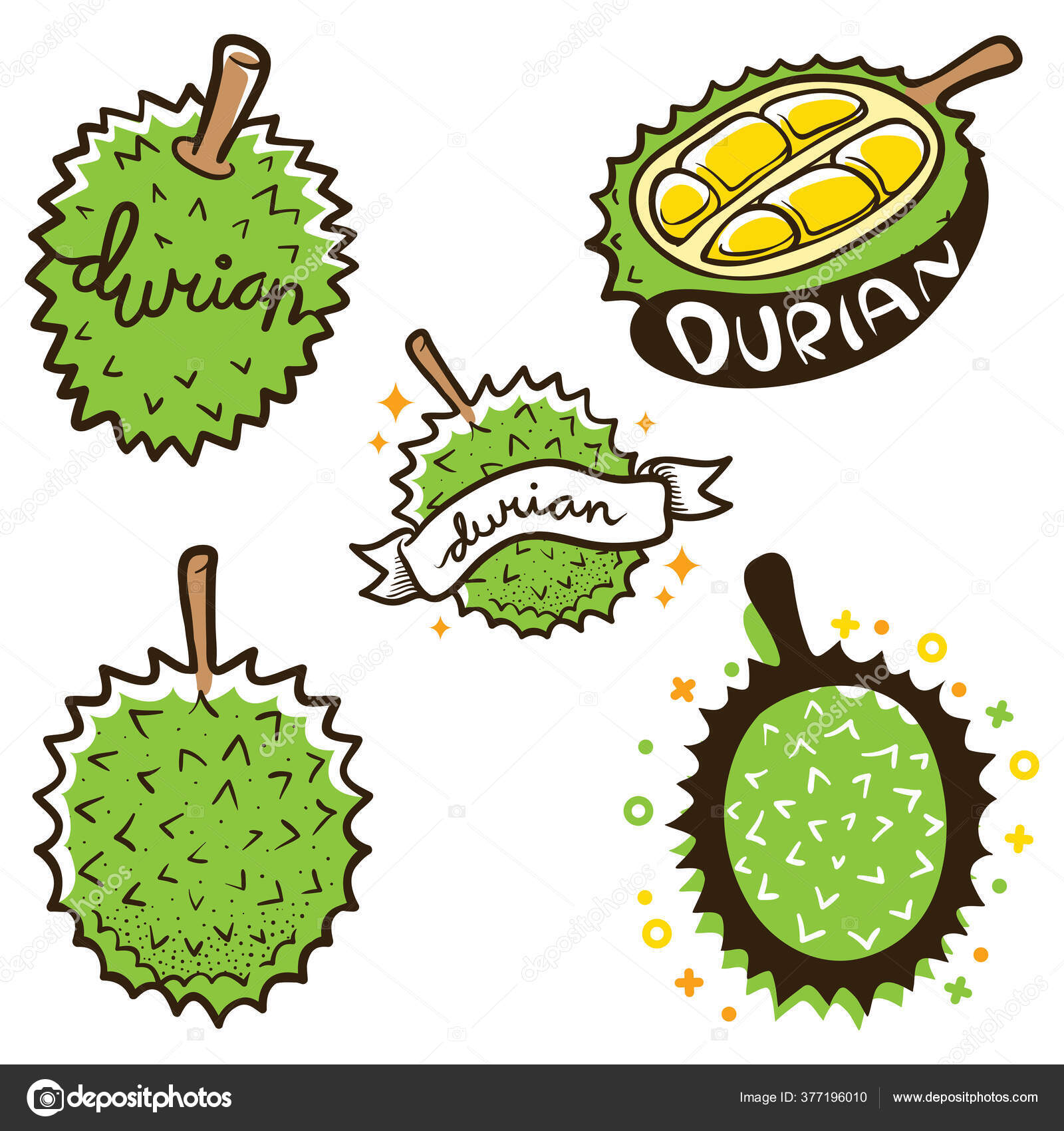 Durian Label Logo Set Illustration Stock Vector Image by ©ginanperdana ...