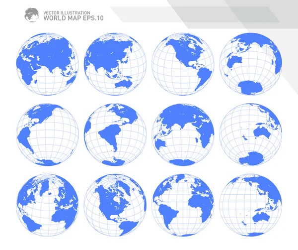 Globes showing earth with all continents. Digital world globe vector ...