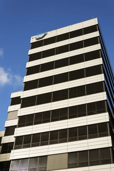 SAP multinational software corporation logo on Czech headquarters ...