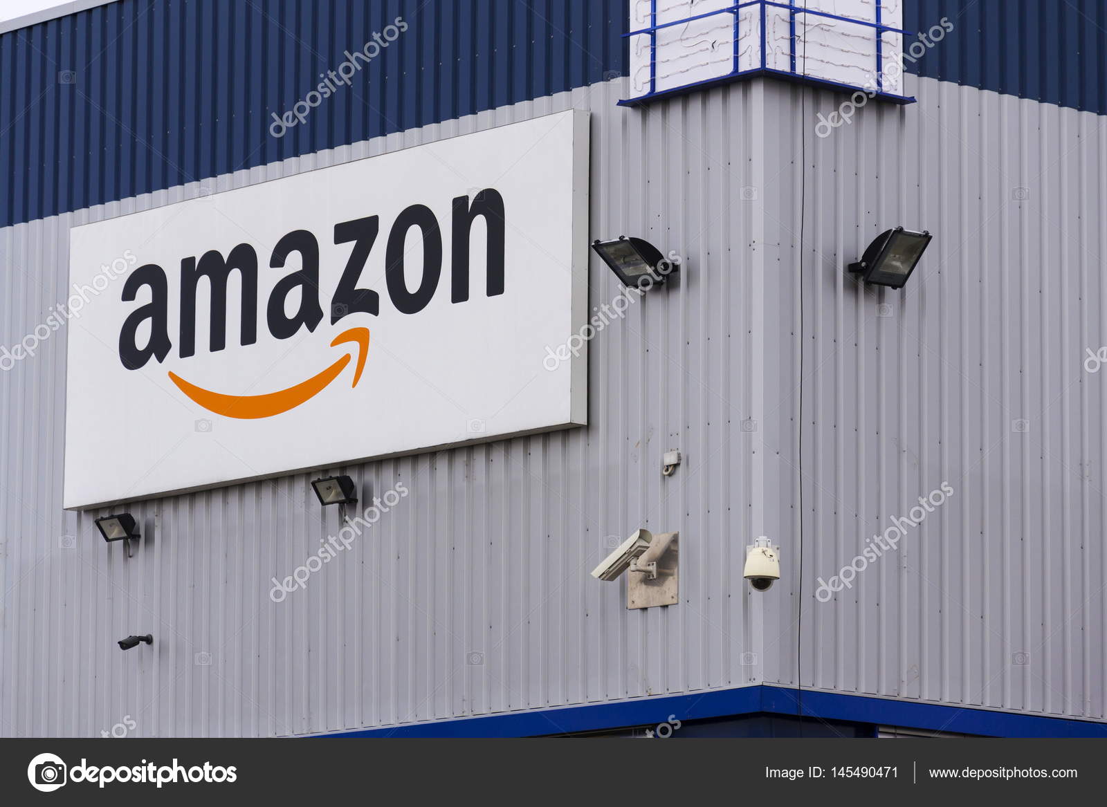 Amazon electronic commerce company logo on logistics building on March ...