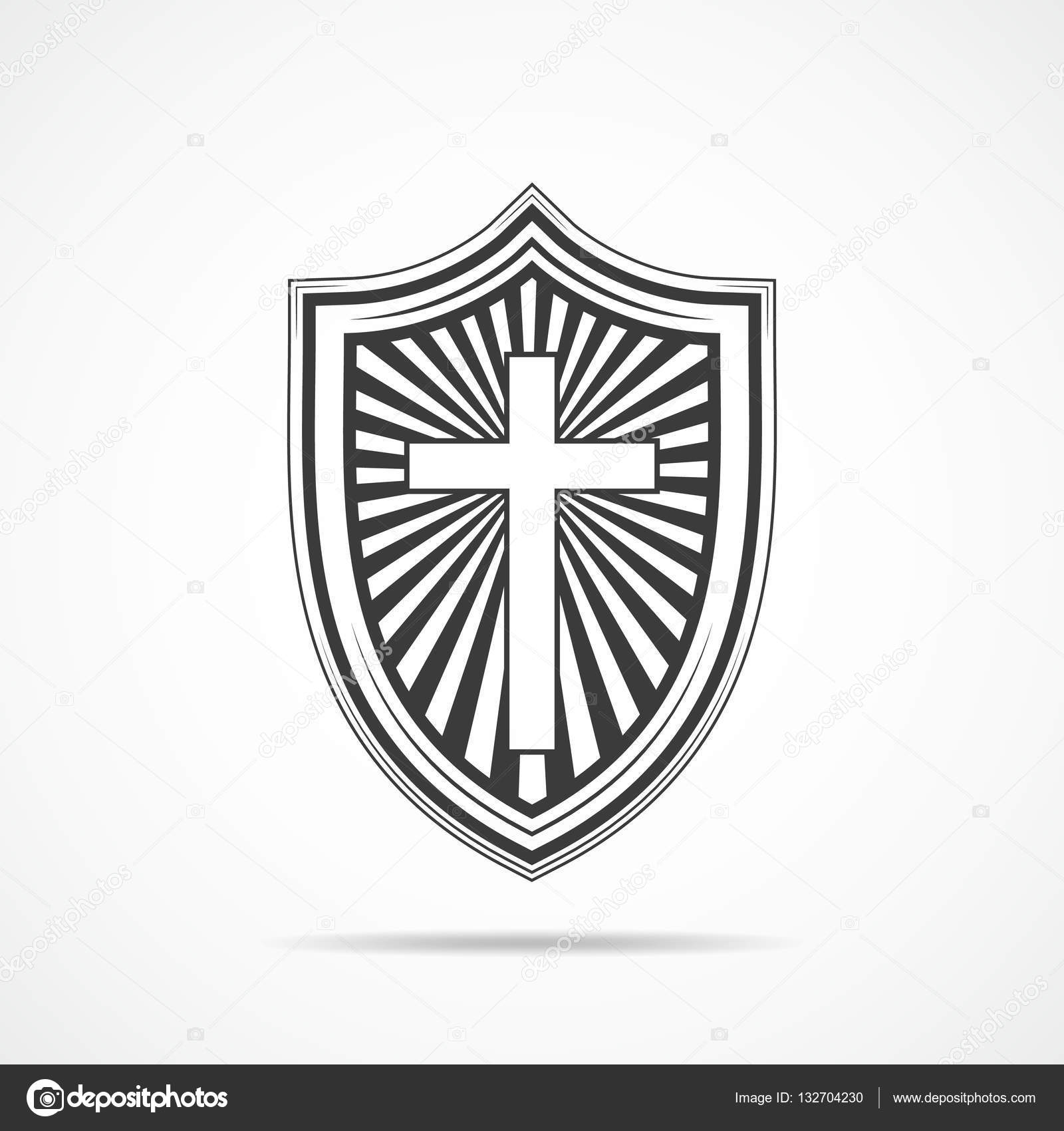 Shield with Christian cross. Vector illustration. Stock Vector Image by ...