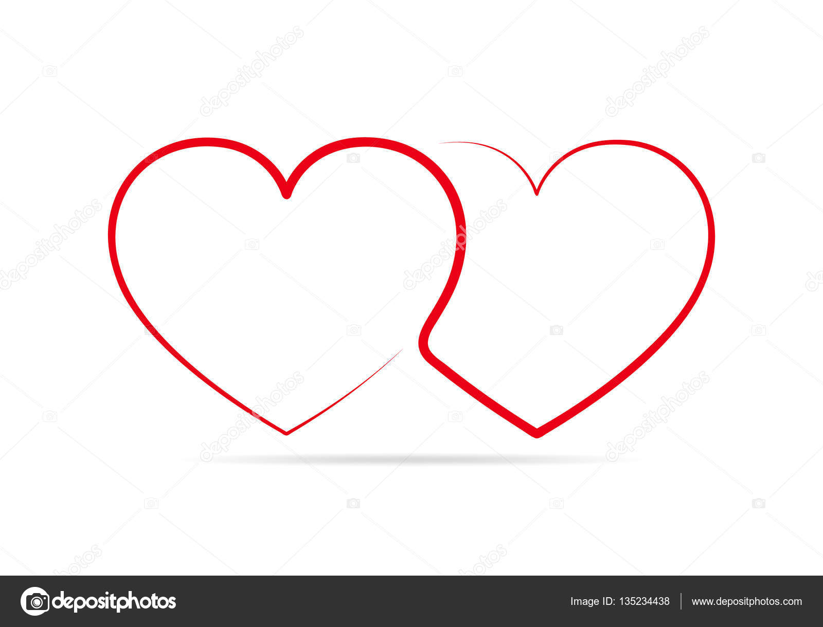 Two linear hearts connected among themselves. Vector illustration ...